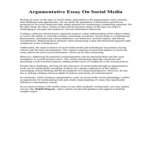 Argumentative Essay On Social Media. Albany Medical College | PDF