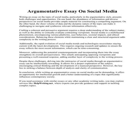 Argumentative Essay On Social Media. An Example of Argumentative Essay ...