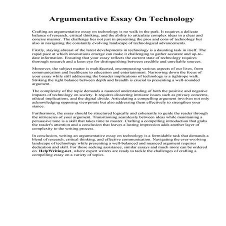 Argumentative Essay On Technology.pdfArgumentative Essay On Technology ...