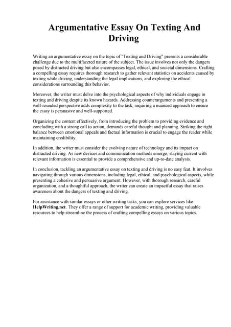 Distracted Driving Essay. North Central Michigan College | PDF
