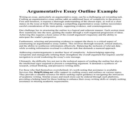 Argumentative Essay Outline Example. Outline Argumentative Essay ...