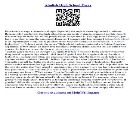 Argumentative Essay Sample High School | PDF