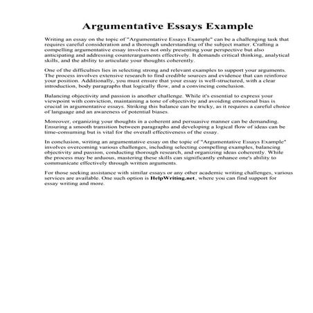 Argumentative Essays Example | PDF