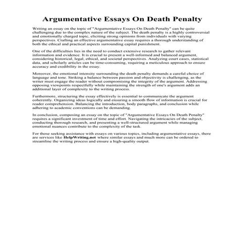 Argumentative Essays On Death Penalty. Death penalty thesis ...