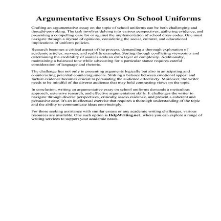 Argumentative Essays On School Uniforms.pdf