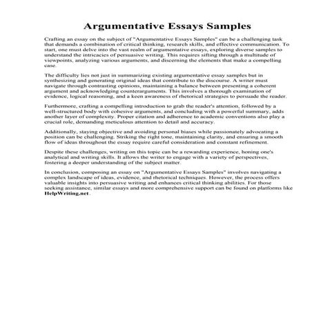 Argumentative Essays Samples | PDF