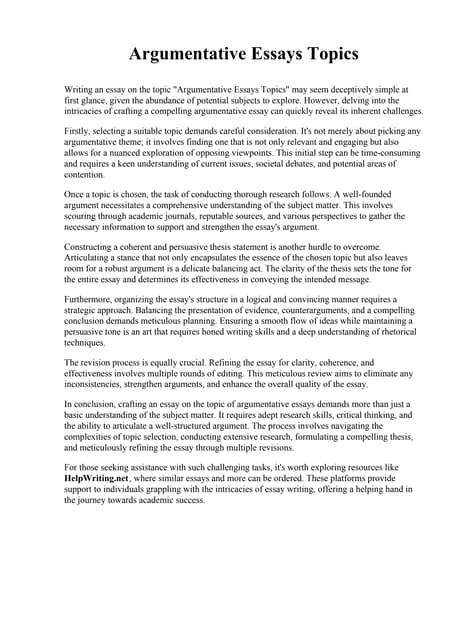 Academic Argumentative Essay | PDF