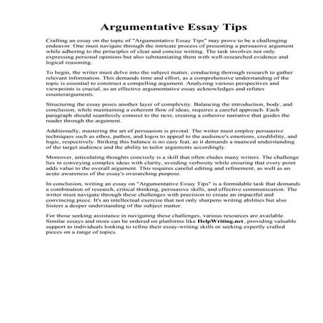 Argumentative Essay Tips | PDF