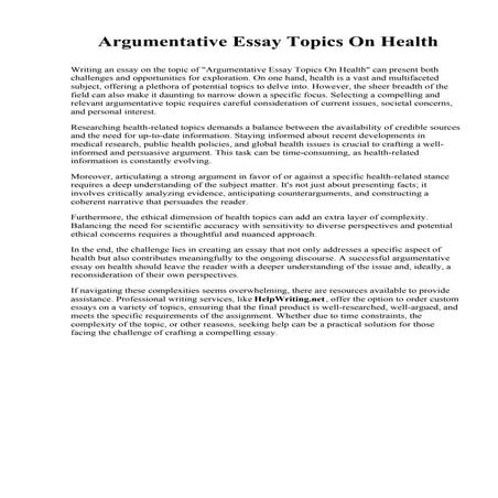 Argumentative Essay Topics On Health.pdf