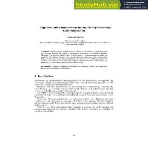 Argumentative Interactions In Online Asynchronous Communication | PDF