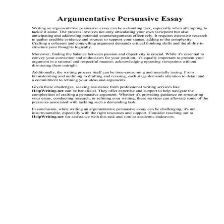 Argumentative Persuasive Essay. 8 Argumentative Essay Examples | PDF