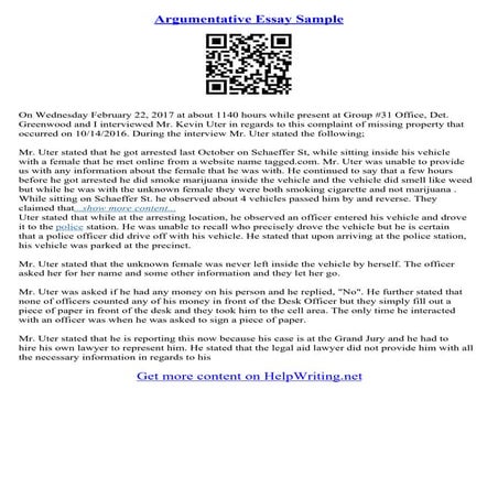 Argumentative Persuasive Essay Examples | PDF