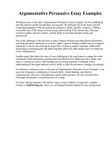 Persuasive Essay Outline Examples | PDF