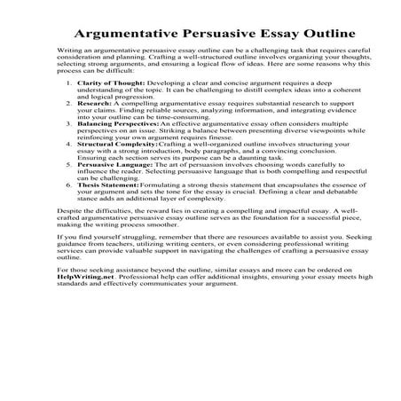 Argumentative Persuasive Essay Outline. 016 Argumentative Essays Format ...
