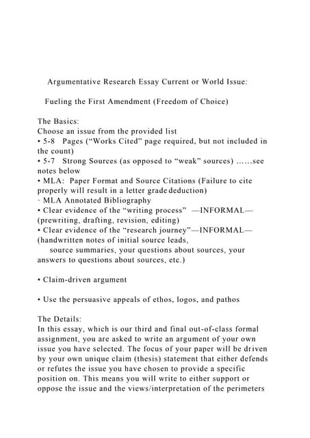 Argumentative Research Essay Current or World Issue .docx Argumentative Research Essay Current or World Issue .docx