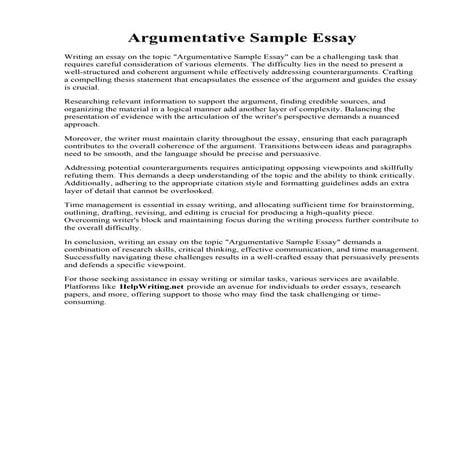 Argumentative Sample Essay. Check my Essay: Argumentative essay writing ...
