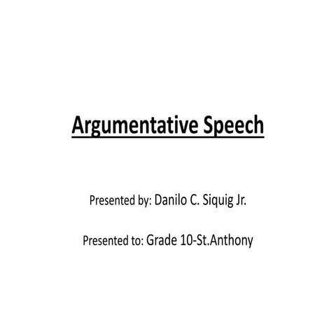 Argumentative speech | PPTX