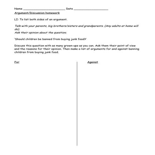 Argument discussion homework | PDF