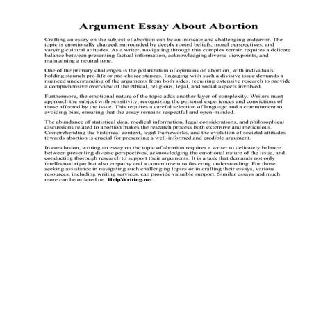 Argument Essay About Abortion | PDF