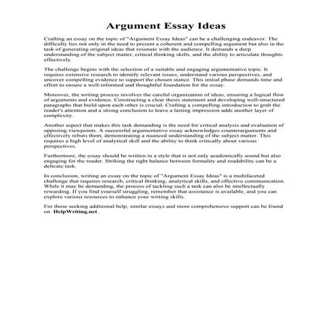 Argument Essay Ideas | PDF