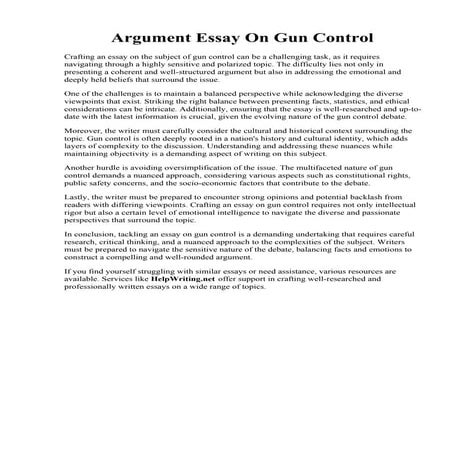 Argument Essay On Gun Control. Introduction to essay about gun control ...