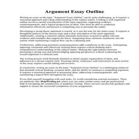 Argument Essay Outline Pdf