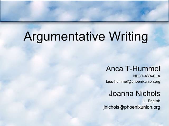 Argumentative Writing ppt - Grades 10-11 / Forms 4 - 5 | PPTX