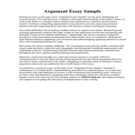 Argument Essay Sample | PDF