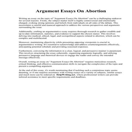 Argument Essays On Abortion | PDF