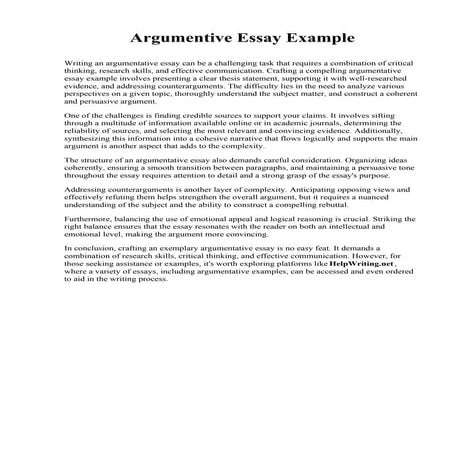 Argumentive Essay Example | PDF | Homework and Study | Education