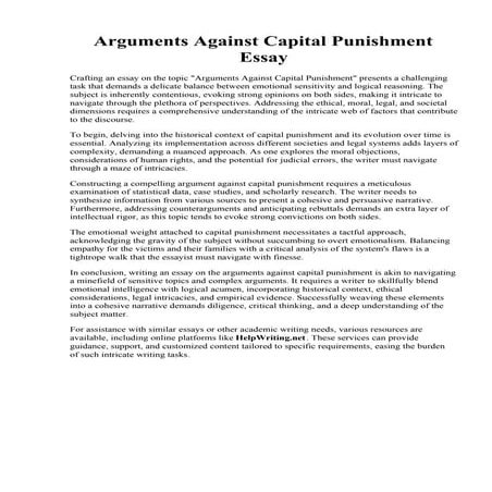 Arguments Against Capital Punishment Essay | PDF
