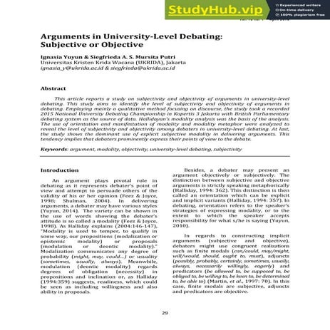 Arguments In University-Level Debating Subjective Or Objective | PDF