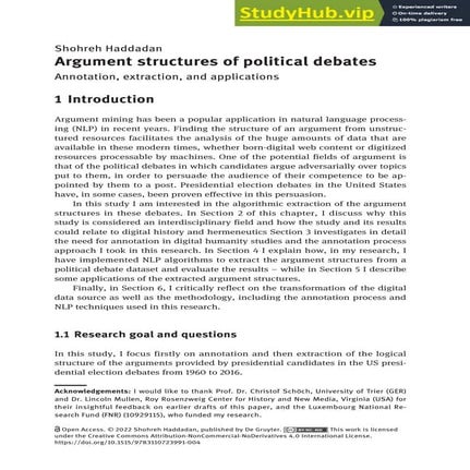 Argument Structures Of Political Debates | PDF
