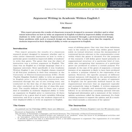 Argumentative Writing And Academic Achievement A Longitudinal Study | PDF