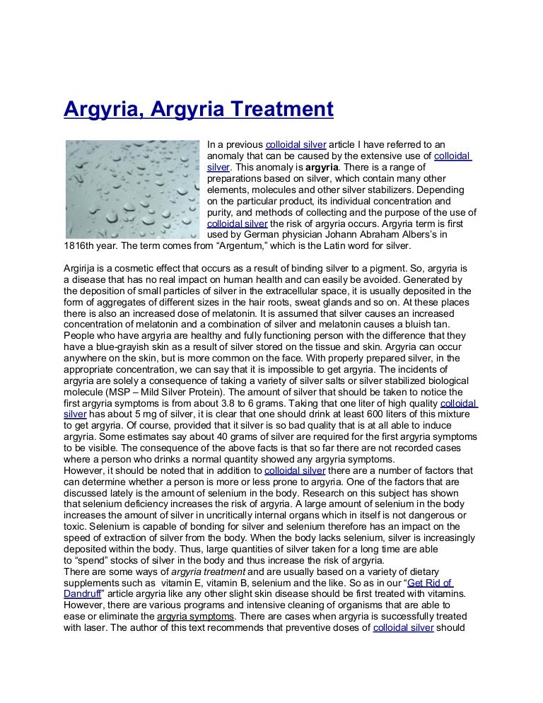Argyria, argyria treatment