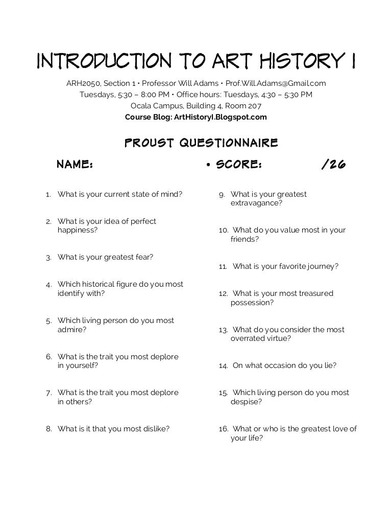 Questionnaire De Proust