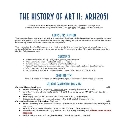 Arh2051 sp2021 syllabus | PDF