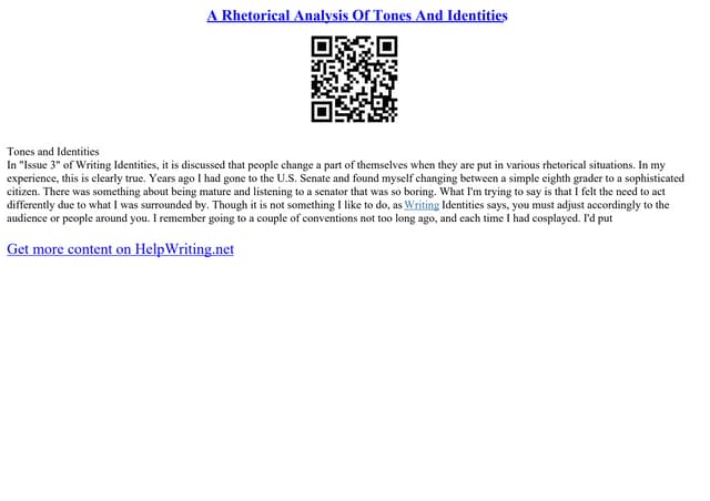 A Rhetorical Analysis Of Tones And Identities PPT a-rhetorical-analysis-of-tones-and-identities-ppt