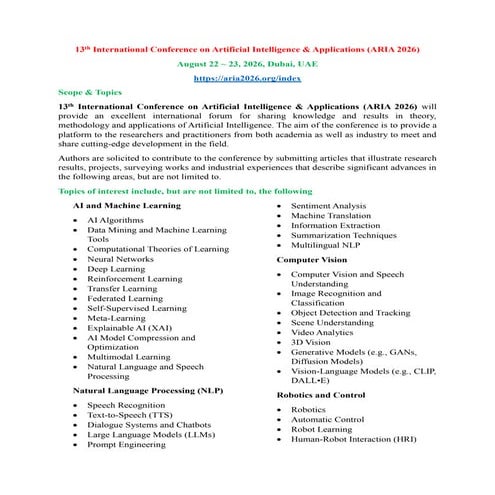 12th International Conference on Artificial Intelligence & Applications ...