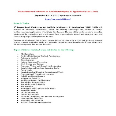 12th International Conference on Artificial Intelligence & Applications (ARIA 2025) | PDF