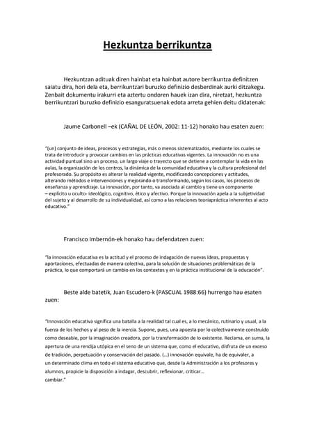 Zer da berrikuntza hezkuntza esparruan | PDF