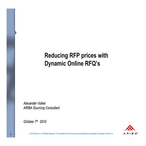 Ariba Knowledge Nuggets - Reducing RFP prices with Dynamic Online RFQs ...