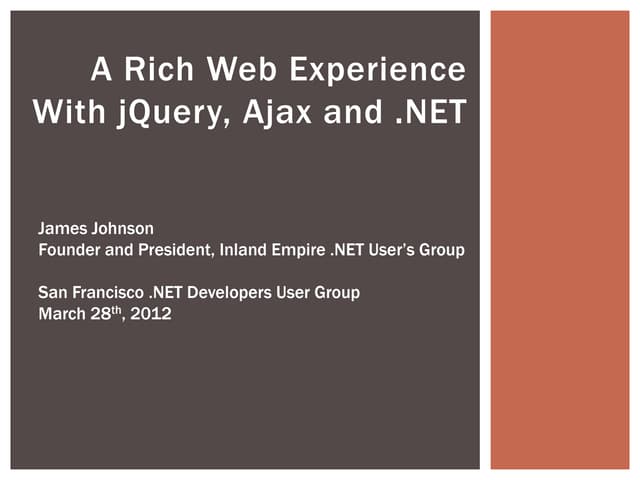 A Rich Web Experience With Jquery Ajax And Net