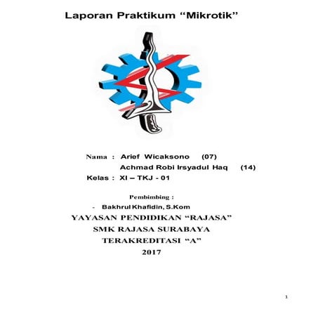 Tugas (laporan PDF Mikrotik) Arief Wicaksono & Robi Irsyadul XI-TKJ-01 | PDF
