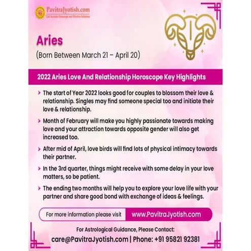 Aries Love Horoscope 2022 | PDF