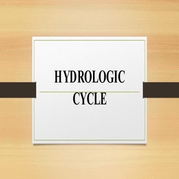 Hydrology is the science which deals with the occurrence ...