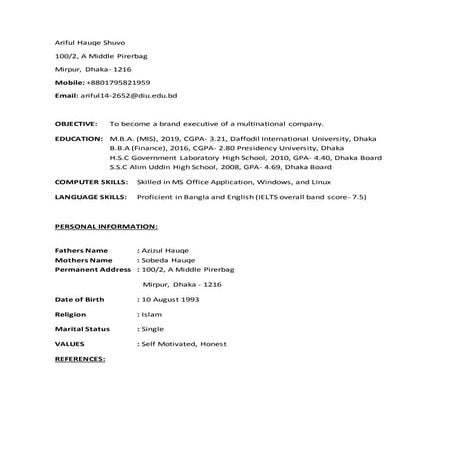 Ariful hauqe resume | PDF