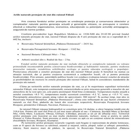 Ariile naturale protejate de stat din raionul Falesti | PDF