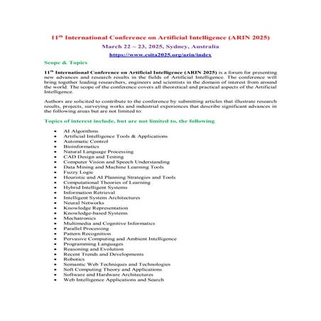 12th International Conference on Artificial Intelligence & Applications ...