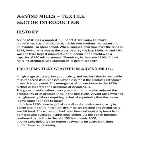 Arind mills case study | DOCX